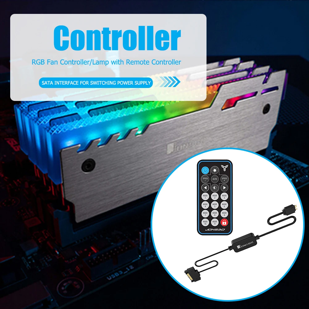 JONSBO 5V 3Pin AURA RGB Fan Controller Light Stripe Remote Control for ...