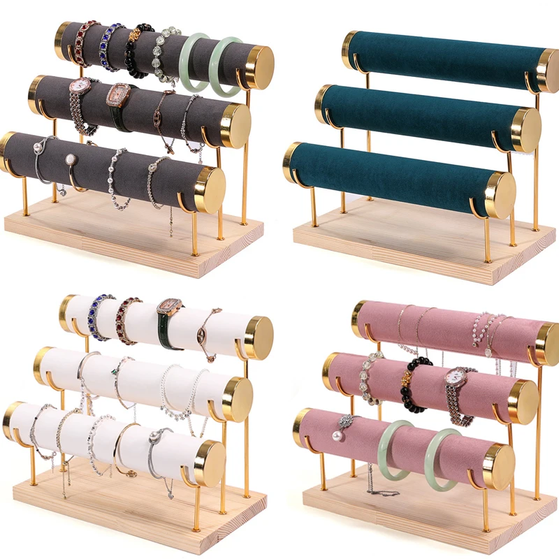 Jewelry-Display-Stand-for-Bracelet-Wood-Velvet-Display-Rack-for ...