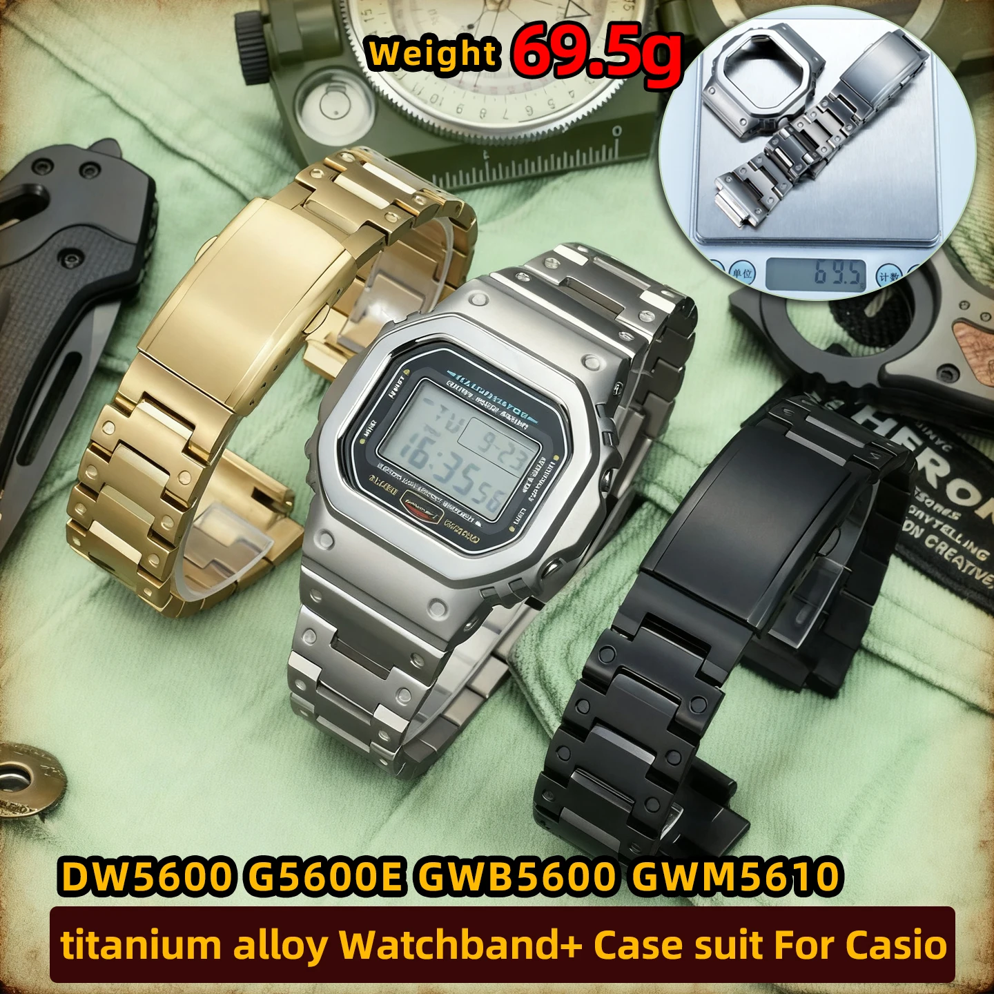 G-Refit DW5600 G5600E GWB5600 GWM5610 Watch Case titanium alloy ...