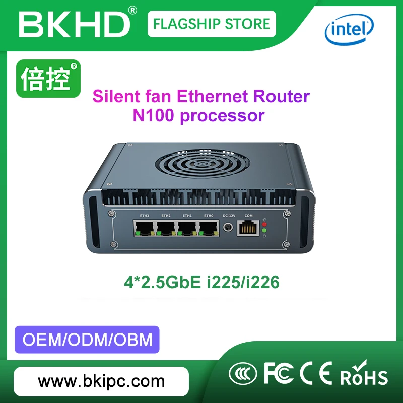BKHD G31F N100 Silent Fan Ethernet Router Mini Firewall 4x2.5GE i226 ...