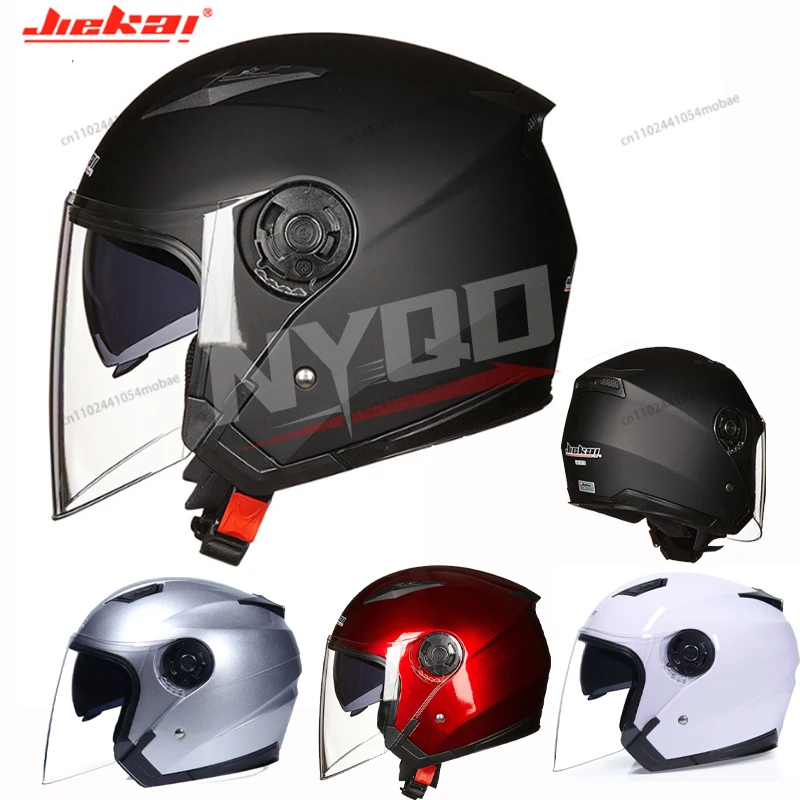 JIEKAI Men Motorcycle Half Helmets Dual Lens Scooter Moto Helmet Casco ...