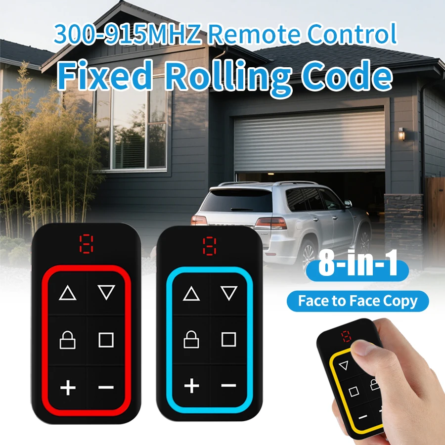 8 in 1 Universal Garage Door Remote Controller Rechargeable Gate Key ...