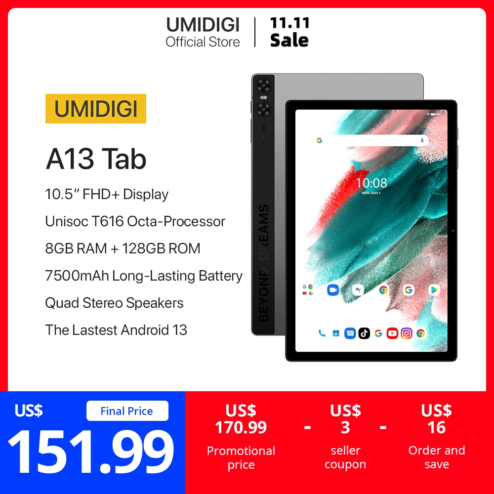 NEW-ARRIVAL-UMIDIGI-A13-Tab-Smart-Tablet-Android-13-8GB-128GB-10-51-FHD ...