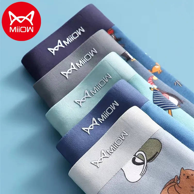 MiiOW-4-3pcs-Pure-Cotton-Men-s-Underwear-Print-Antibacterial-Boxer-Shorts-Men-Panties-Breathable ...