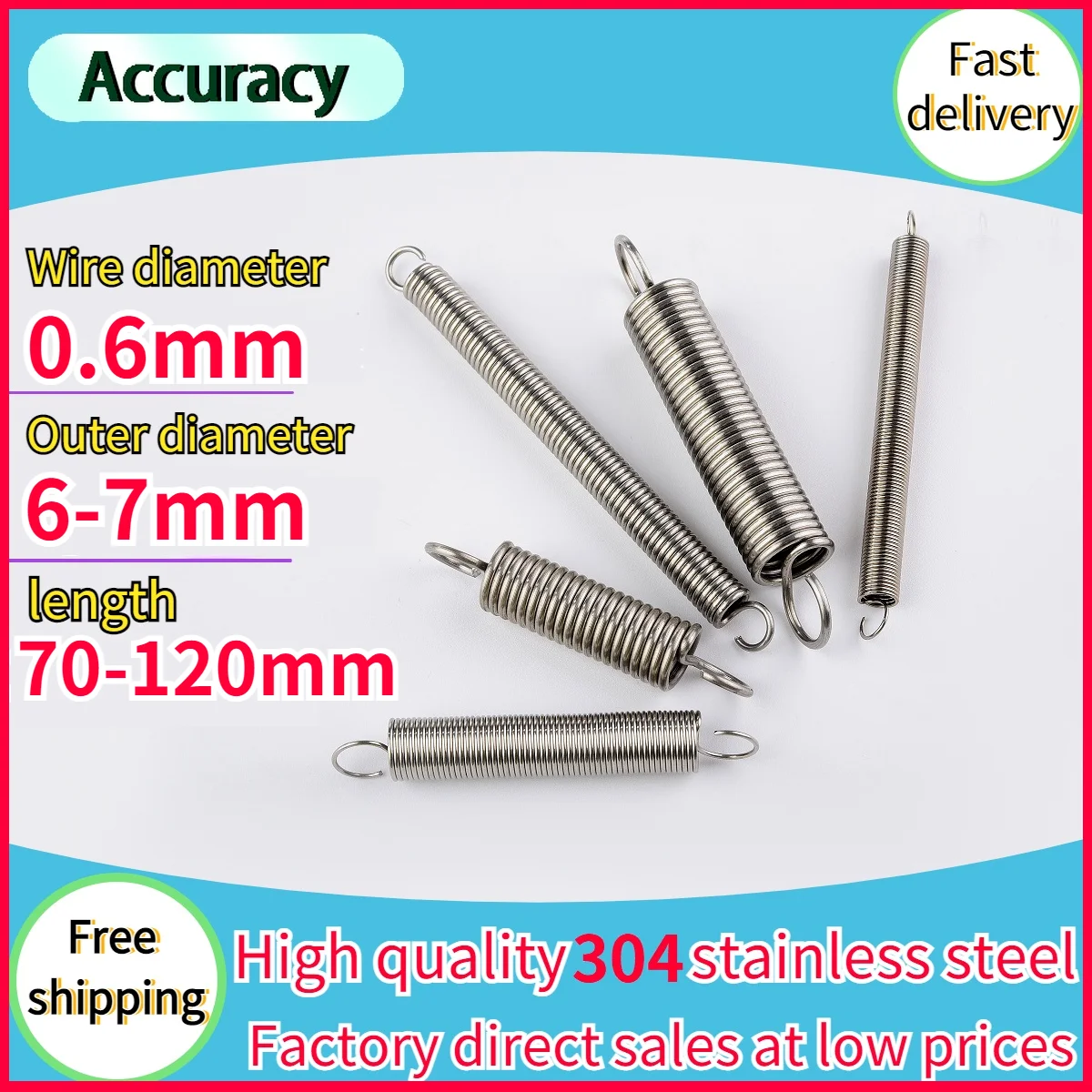 0.6mm Wire diameter 304 Stainless Steel Tension spring S Hook Round ...