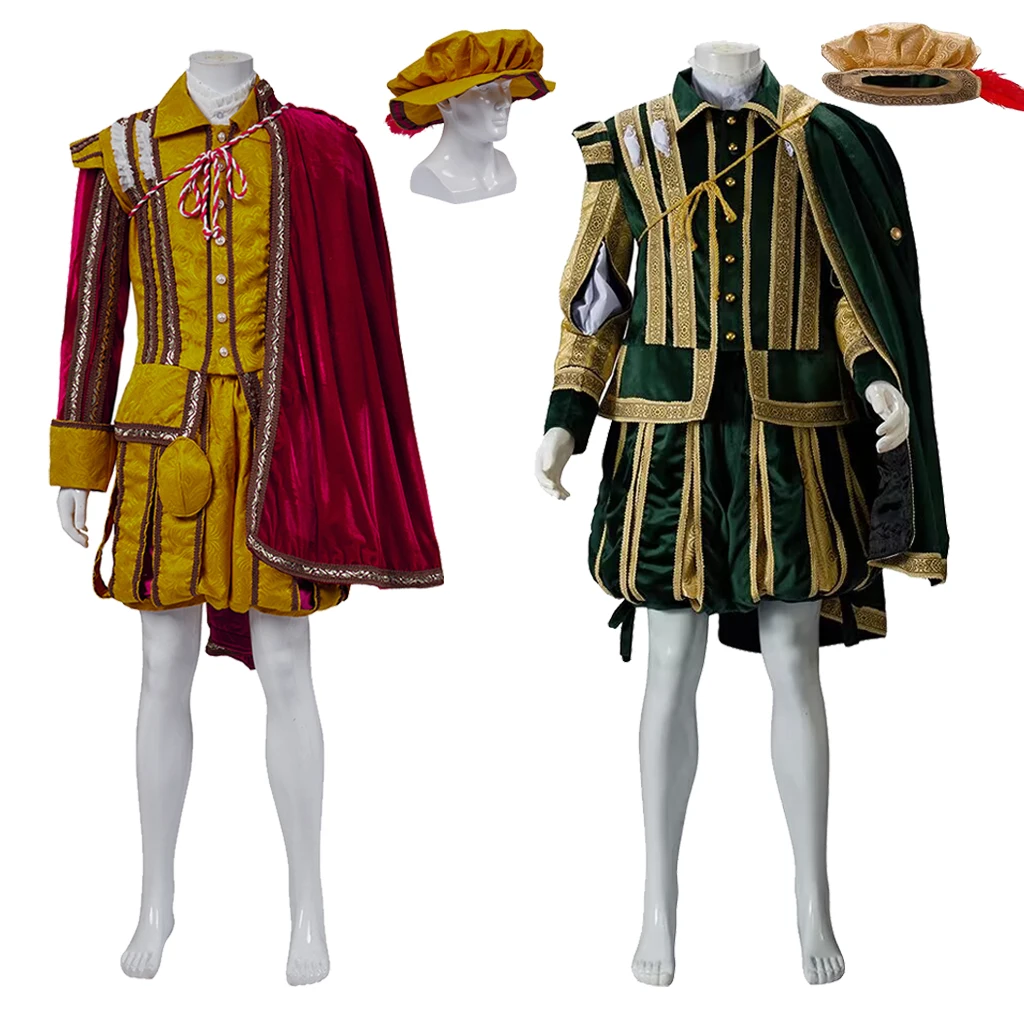 Luxurious Tudor King Prince Suit Yellow/Green Outfits Renaissance ...