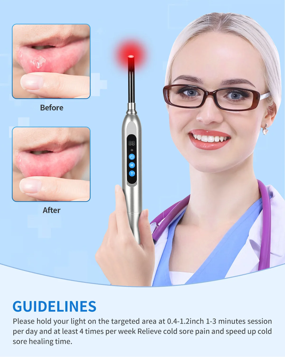 Cold Sore Laser Therapy Device Light Therapy Mouth Ulceration Blisters ...