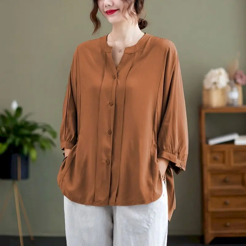 Cotton Linen Blouses Women Niche Drawstring Design Oversized Shirts ...