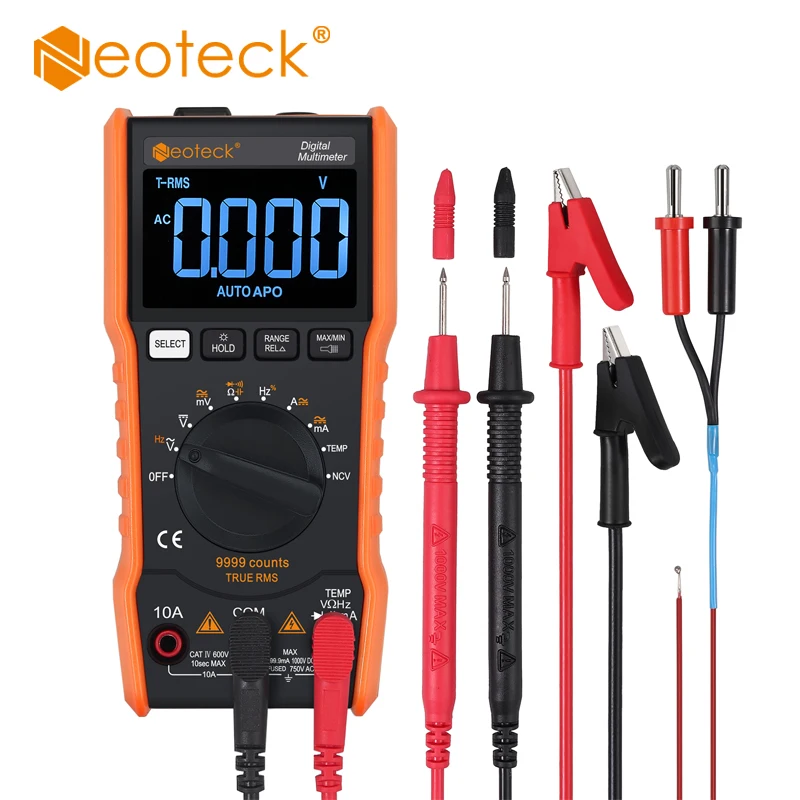 Neoteck-Digital-Multimeter-9999-Counts-TRMS-Auto-Range-NCV-Tester-DC-AC ...