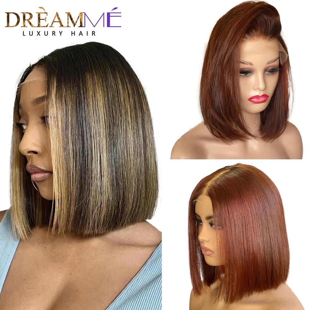 Perruque-Bob-Lace-Closure-Wig-naturelle-cheveux-lisses-roux-brun-13-age ...