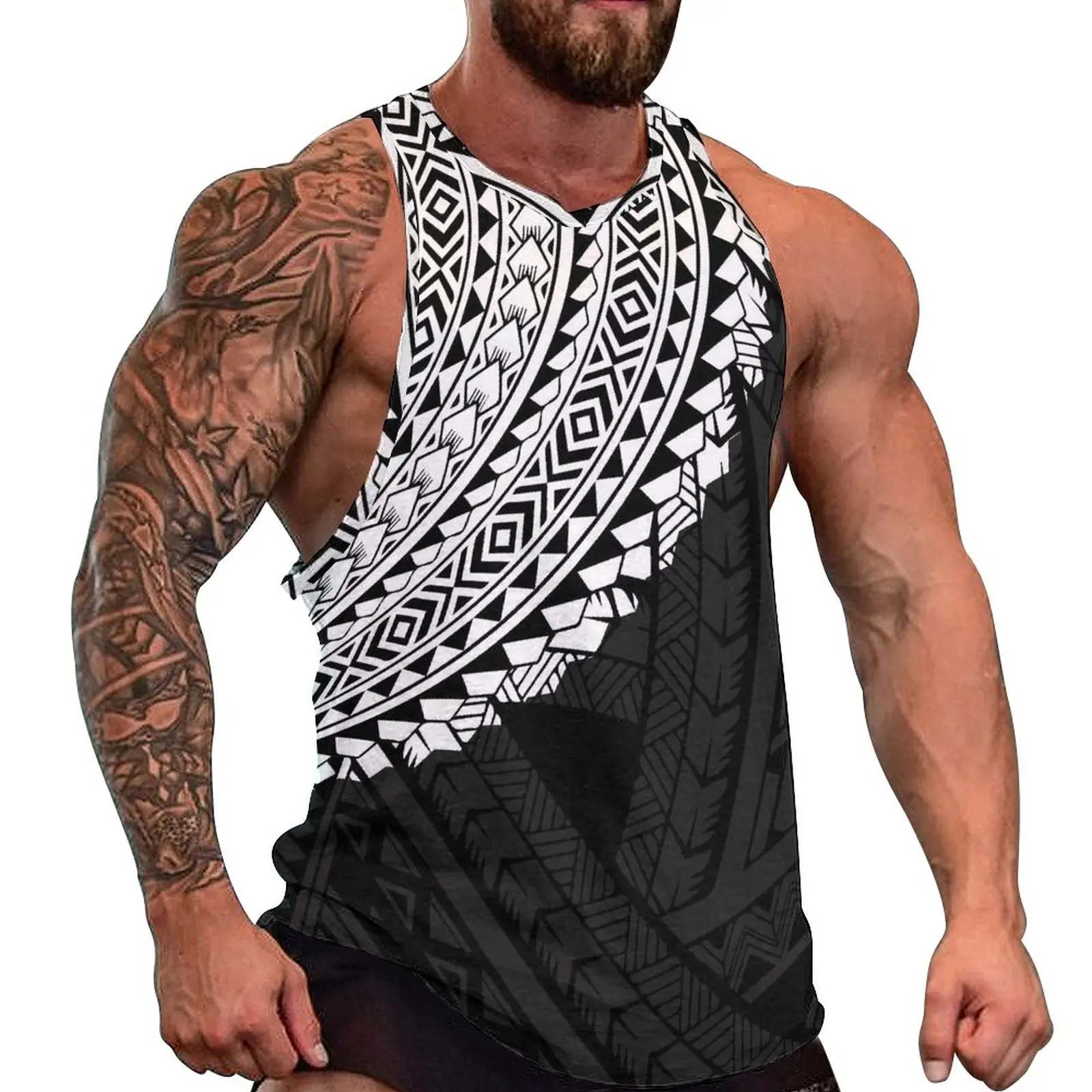 Polynesian Tribal Tank Tops Samoan Men Singlets Island Wear ...