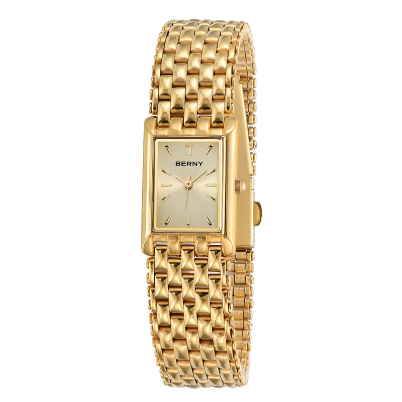 Gold Watch For Women Luxury Rectangle Women's Wristwatch Golden Quartz ...