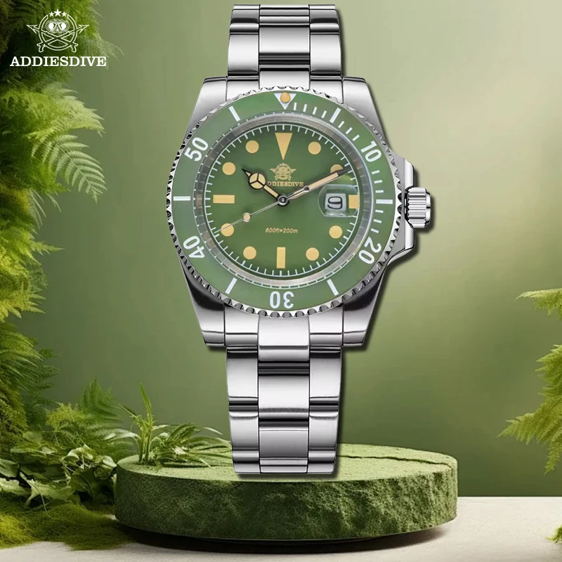 ADDIESDIVE-Green-Blue-Black-Dial-Men-Watches-Stainless-Steel-C3 ...
