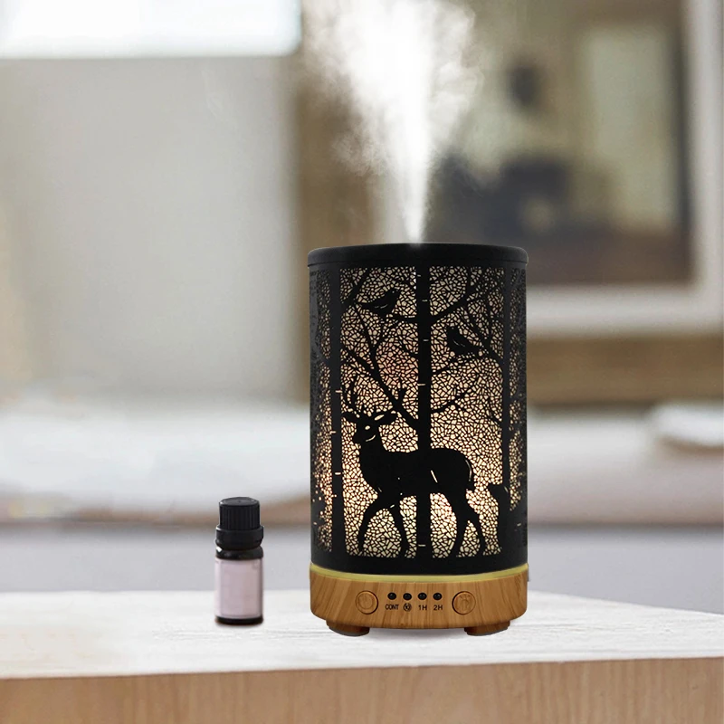 Aroma-Diffuser-Ultrasonic-Perfume-Air-Humidifier-Iron-Art-Deer-Pattern ...