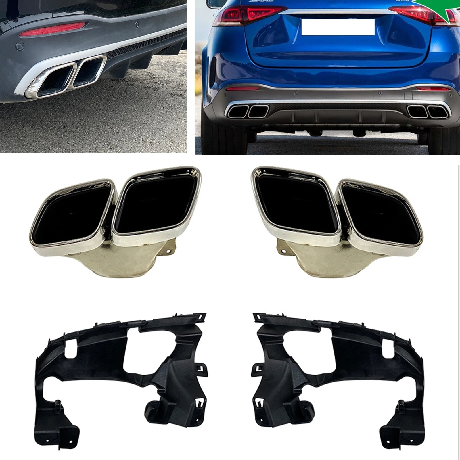Rear-Muffler-Exhaust-Tips-With-Frame-For-Mercedes-Benz-GLE53-Upgrades ...