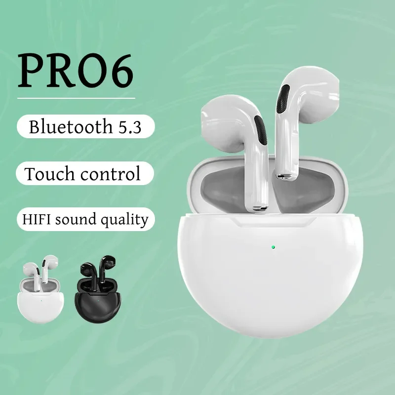 TWS-Pro6-Earphone-Bluetooth-Headphones-with-Mic-9D-Stereo-Pro-6-Earbuds ...