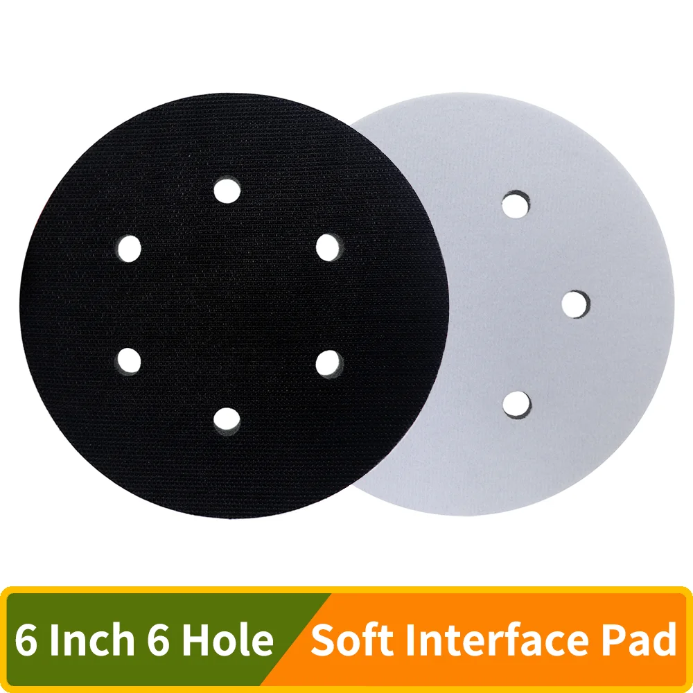 6-Inch-6-Hole-Soft-Interface-Pad-Hook-Loop-Sanding-Disc-Buffer-Sponge ...