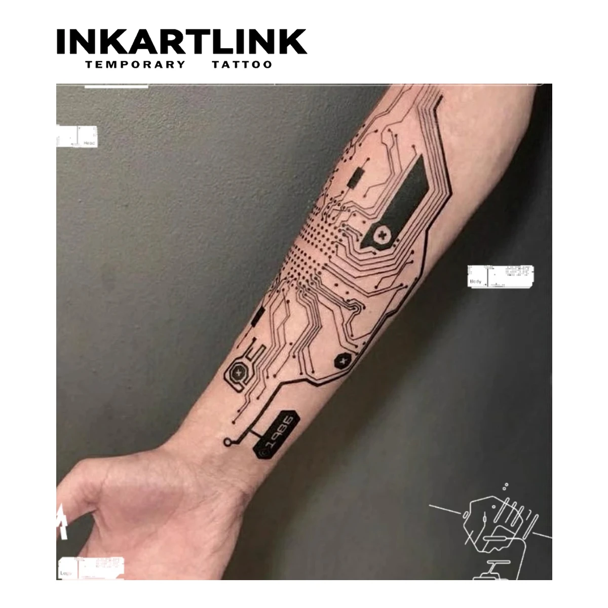 Terminator Fake Tattoos Temporary Tattoo Sleeve, Mechanical, Tiger,