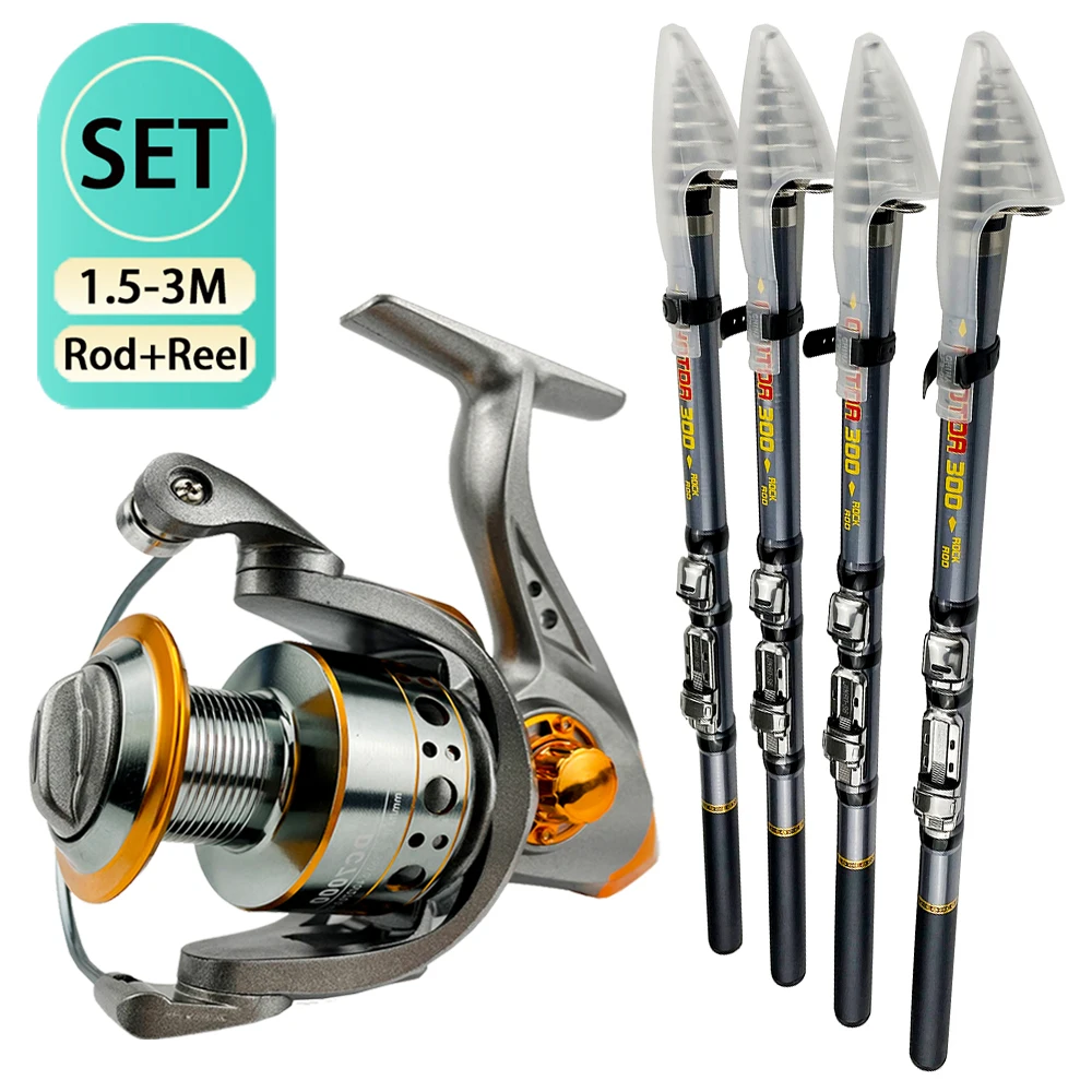 Sea-Bass-Fishing-Set-Telescopic-Rock-Fishing-Rod-and-Spinning-Reel ...
