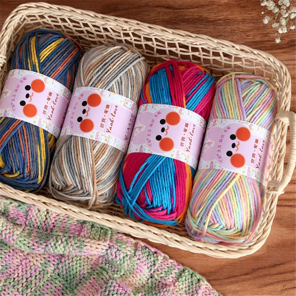 100g 6 Strands Rainbow Color Hand-woven Milk Cotton Yarn Ball Thick ...