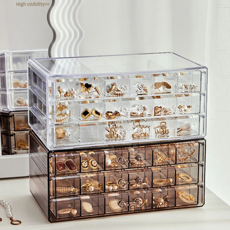 Drawer Style Transparent Jewelry Box Large Capacity Ring Earring ...
