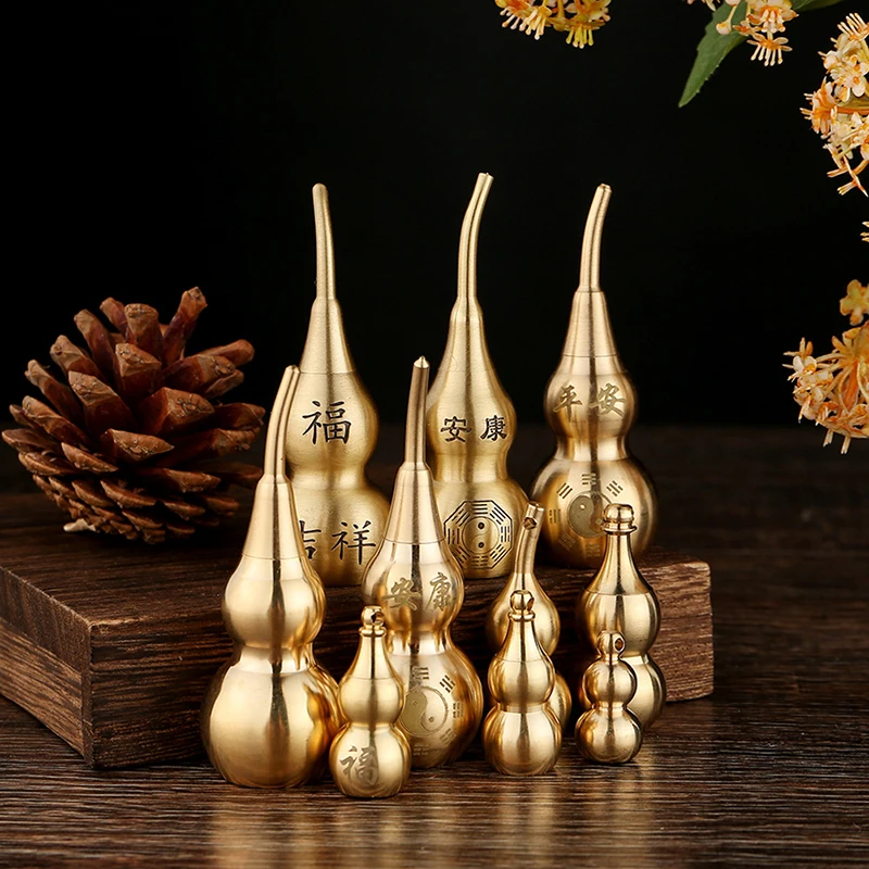 1PC-Chinese-Good-Luck-Brass-Gourd-Figurine-Crafts-Bagua-Diagram-Pattern ...