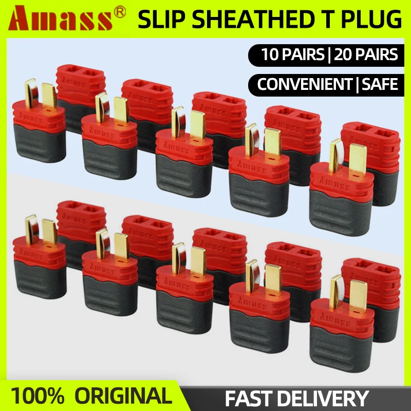 10-20Pairs-Amass-T-Connector-Deans-Plug-Slip-Sheathed-T-plugs-Male ...