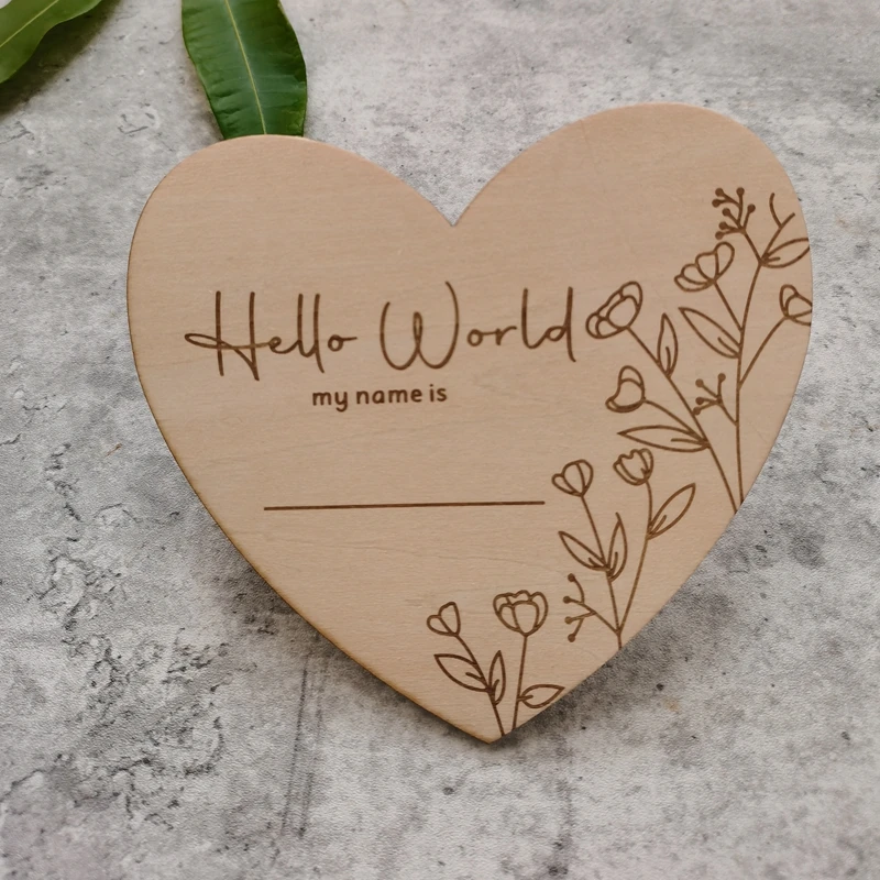10pcs-heart-Engraved-Etched-Hello-World-Sign-Wooden-Card-Marker-Photo ...