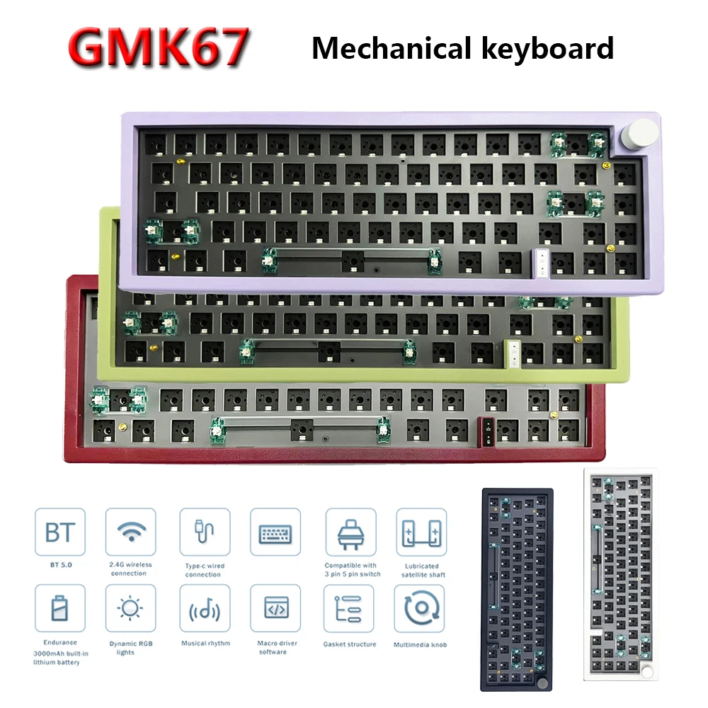 GMK67 Kit de Teclado mecánico con Bluetooth 2,4G, inalámbrico, RGB ...
