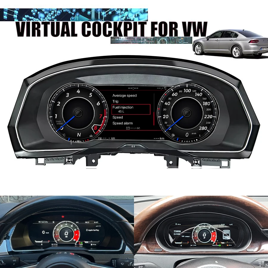 12.3'Digital Cockpit Speedometer For VW PASSAT B7 B8 Golf 6 7 MK7 ...