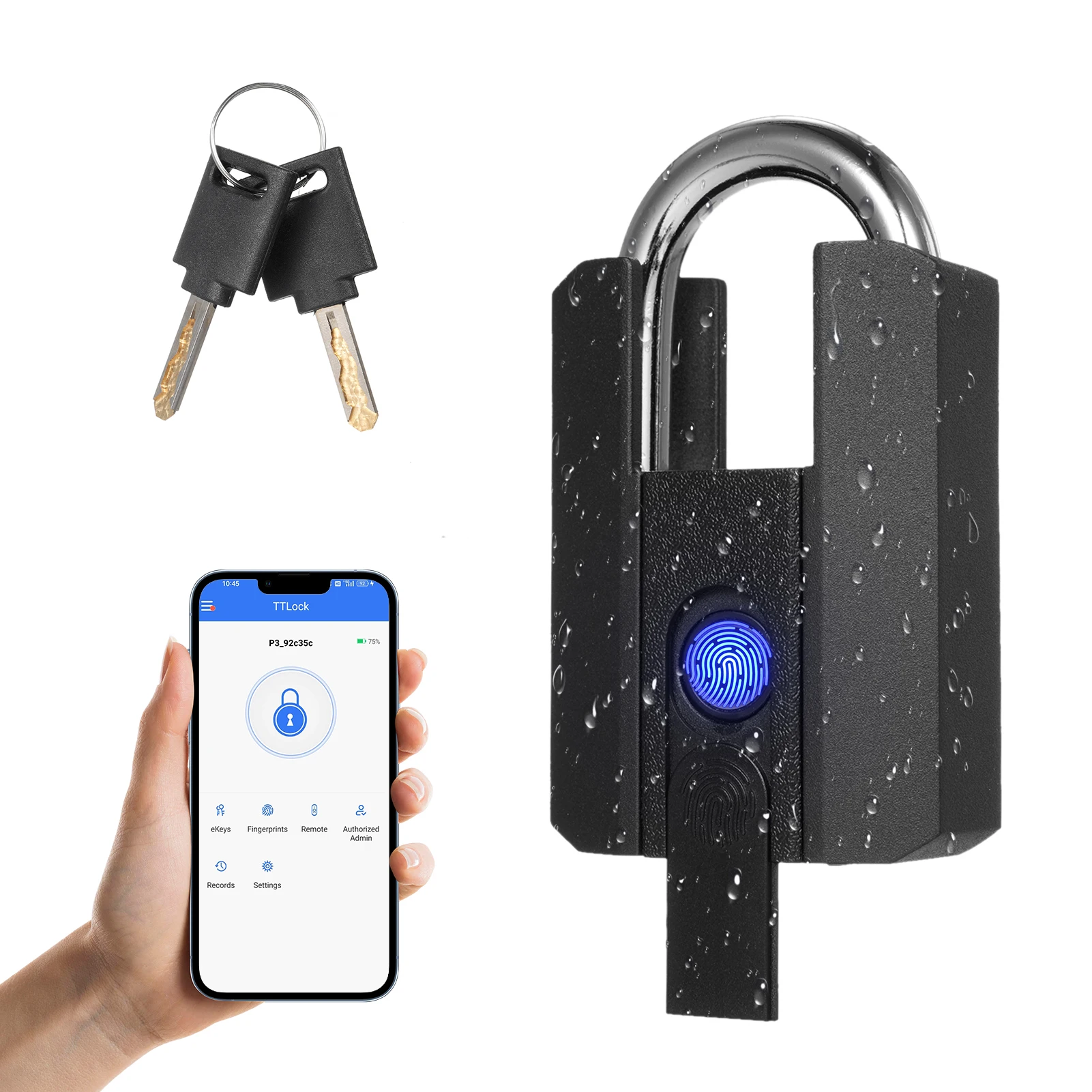 Heavy-Duty-Fingerprint-Padlock-with-APP-Waterproof-Smart-Lock-with-Key ...