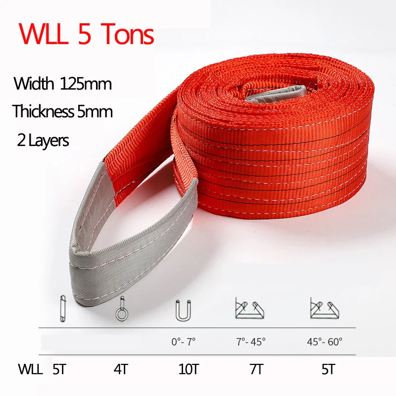 Width 125mm Nylon Flat Crane Lifting Sling Industrial Folded Hoisting ...