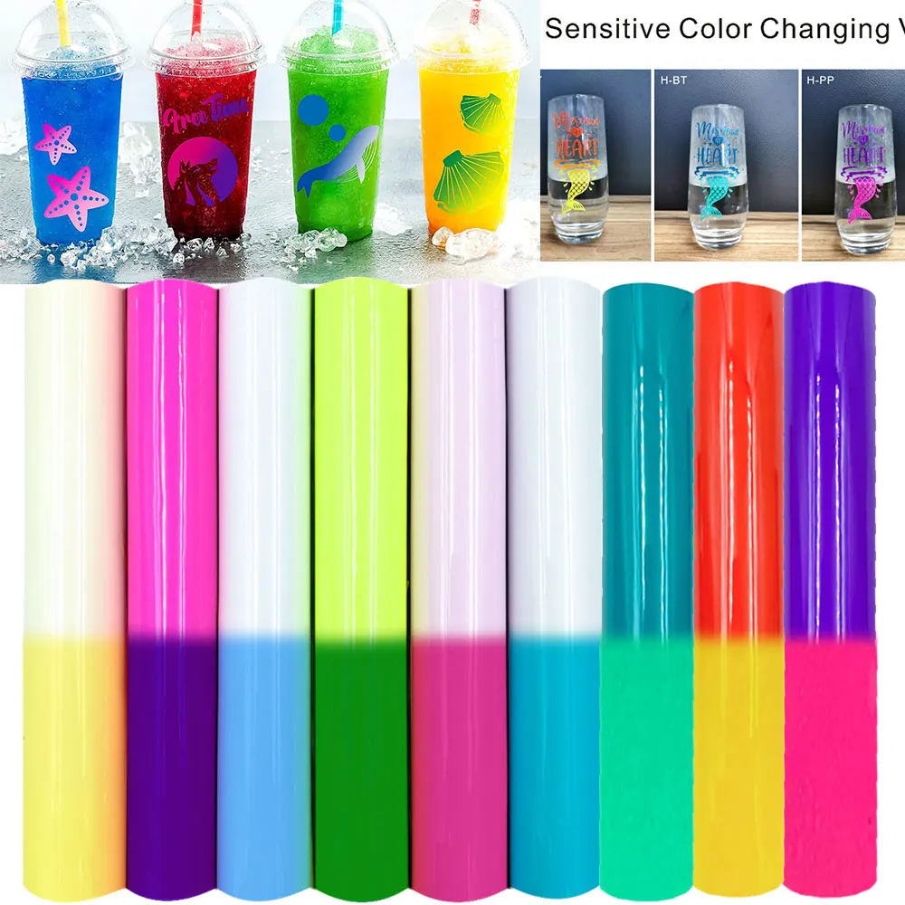 12-x10-Color-Changing-Permanent-Adhesive-Vinyls-Sheets-Film-DIY-Cup ...