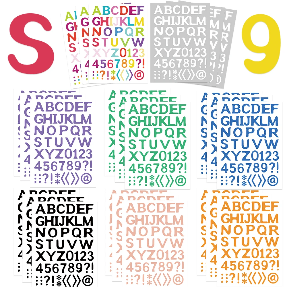 8-16Sheets-Creative-Letter-Number-Stickers-Cartoon-Initial-Alphabet ...