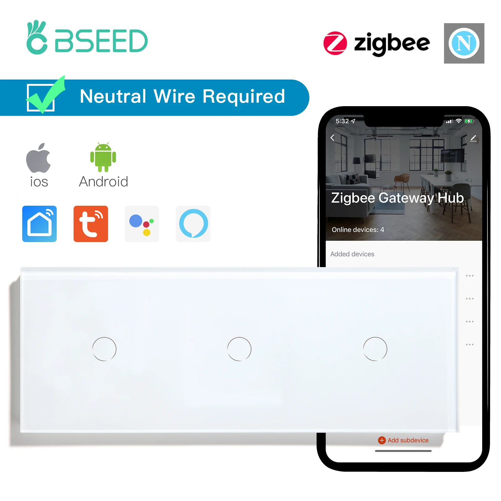 Light Switch Touch 1 Bseed | Bseed Smart Wifi Switch | Bseed 1 Gang 2 ...