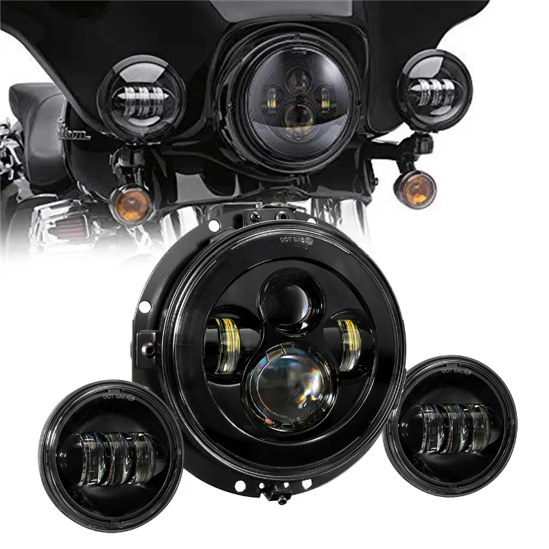 1pc 7 Inch LED Round Headlight with 2pcs 4.5 Inch Fog Light Kit for ...