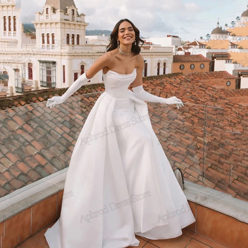 Modern-Wedding-Dresses-Simple-Satin-Bridal-Gowns-Off-The-Shoulder-Robes ...