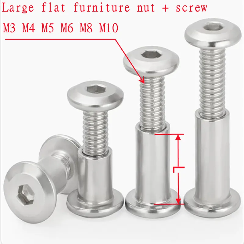 1-10PCS-M3-M4-M5-M6-M8-M10-304-Stainless-Steel-large-flat-hex-furniture ...
