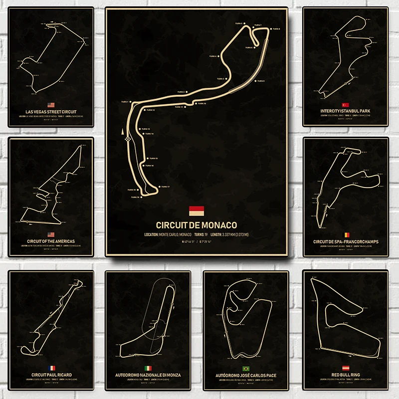 F1-Track-Circuit-Poster-Motorsport-Race-Circuits-druckt-sthetische-Home-Room-Decor-Malerei ...