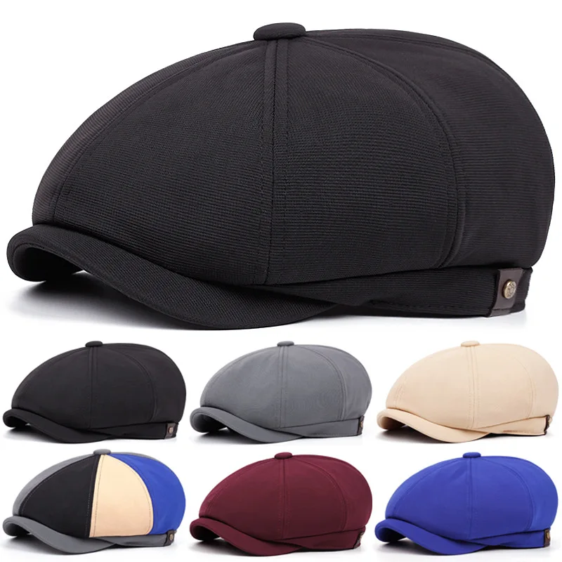 Men Casual Newsboy Hat Spring Autumn Retro Beret Hats Wild Casual Hats ...