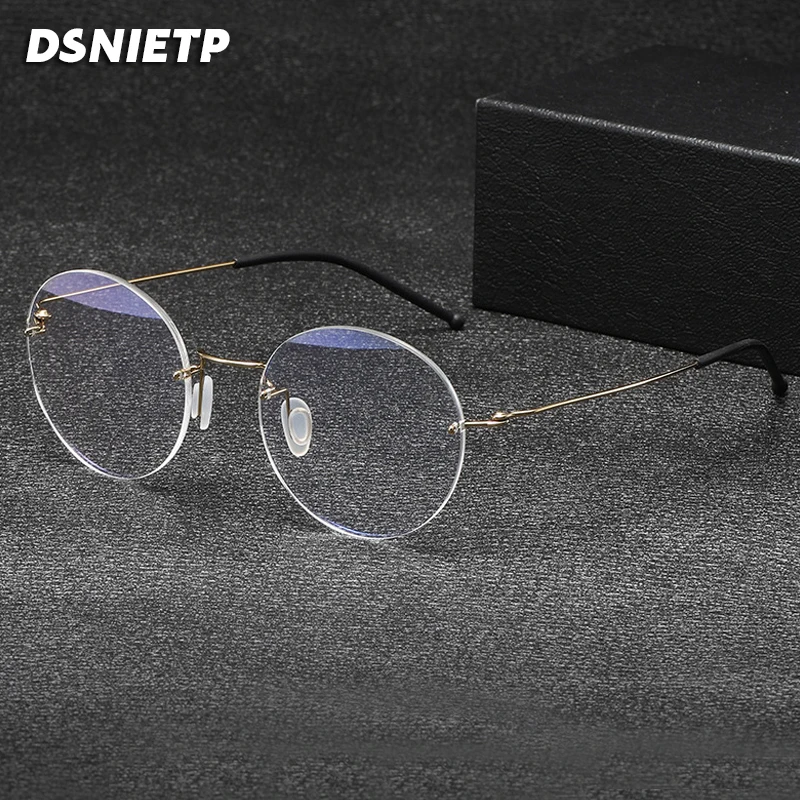 Vintage-Titanium-Alloy-Rimless-Glasses-Frame-Men-2023-Round ...