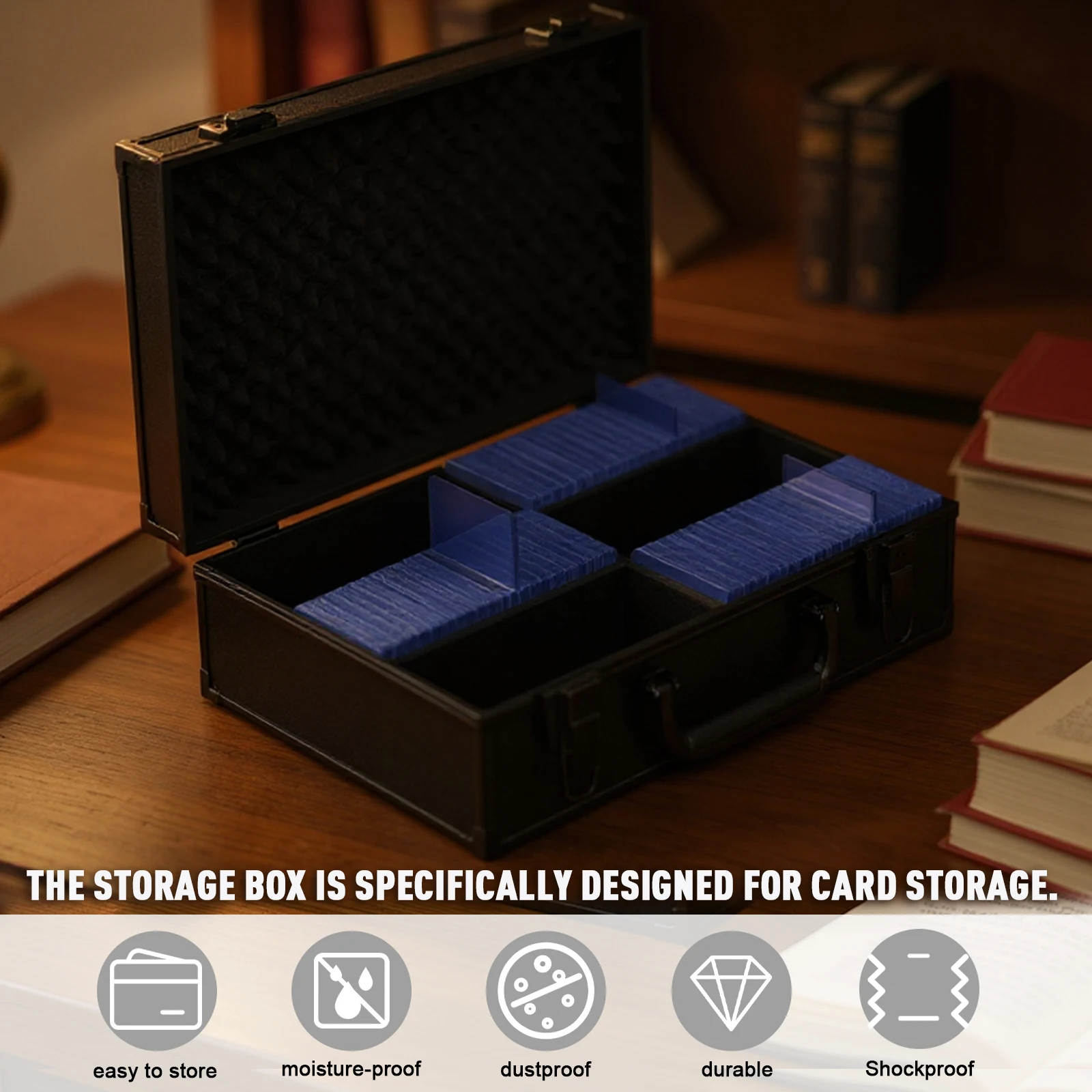 Trading Card Box with 6 Dividers Toploader Storage Box Shockproof ...