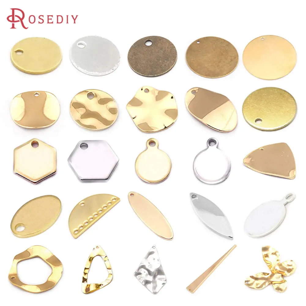 18K Gold Color Brass Wave Round Disk Charms High Quality Diy Jewelry ...