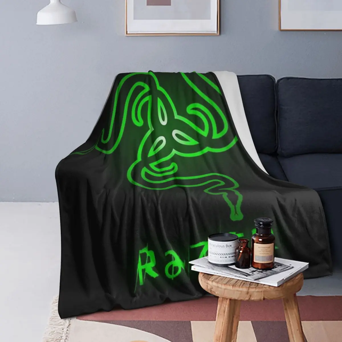 Razer Game Blanket Soft Warm Flannel Throw Blanket Cover for Bed Living ...