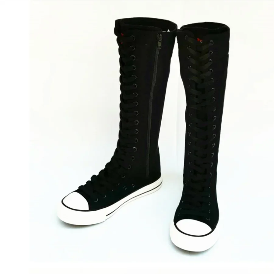 New High Top Canvas Shoes for Women's Inner Elevated Casual Shoes with ...
