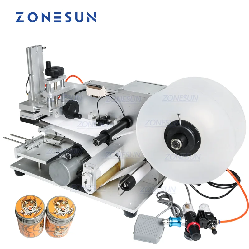 ZONESUN LT-60 Semi Automatic Pneumatic Flat Labeling Machine Drugs ...