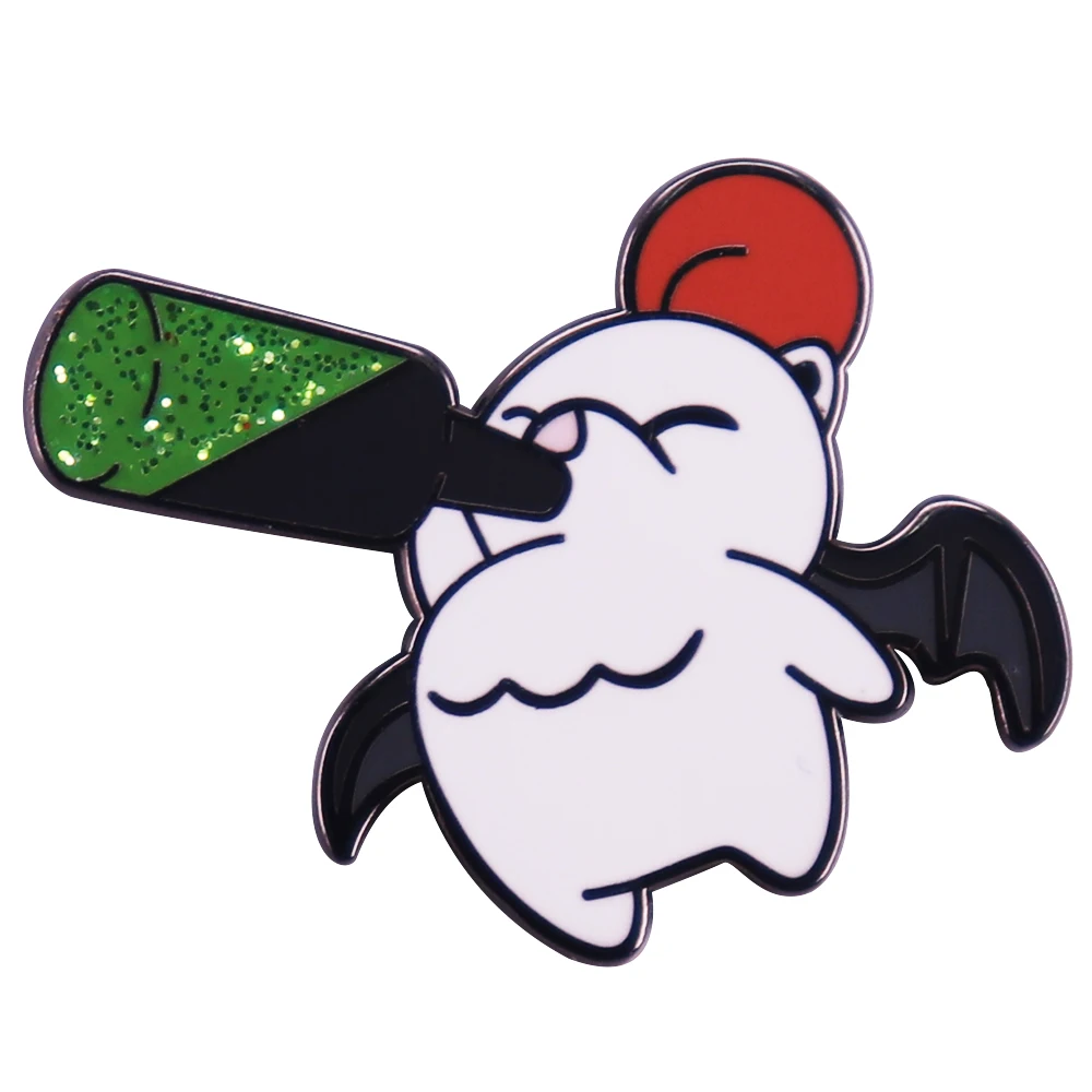 Cute Drunk Moogle Enamel Pin Final Fantasy XIV Character Badge Gamer ...