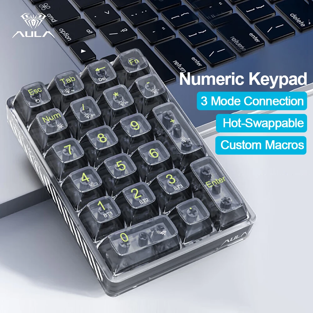 AULA-Wireless-Numeric-Keypad-White-Backlight-Transparent-Numeric ...