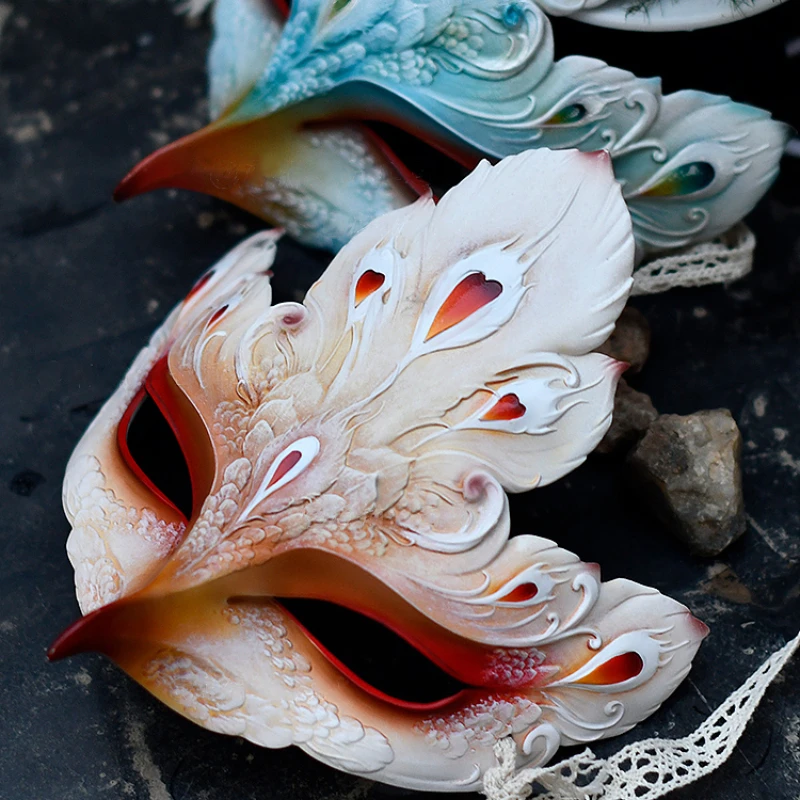 Luxury Mask Half Face Antique Adult Female Hanfu Gu Hou Bird Mask ...