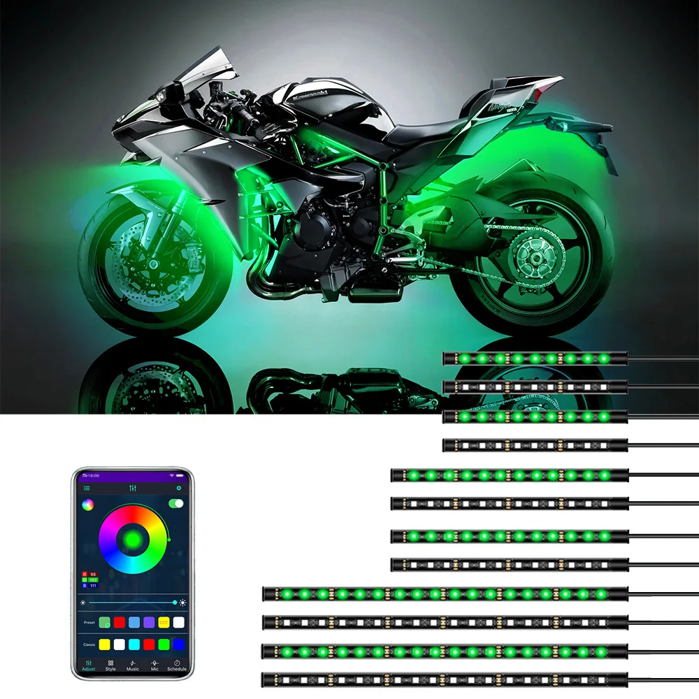 LED Motorcycle Decorative Ambient Light Strip Waterproof Flexible RGB ...